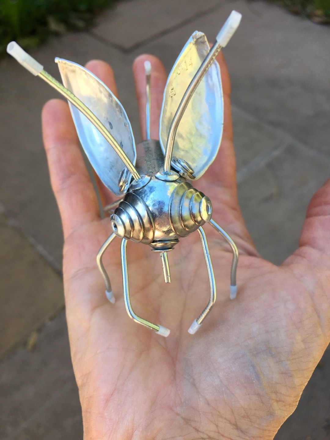 Bug in a Box, Tiny Metal Bug, Shiny Silver Colour, Recycled Scrap Metal ...