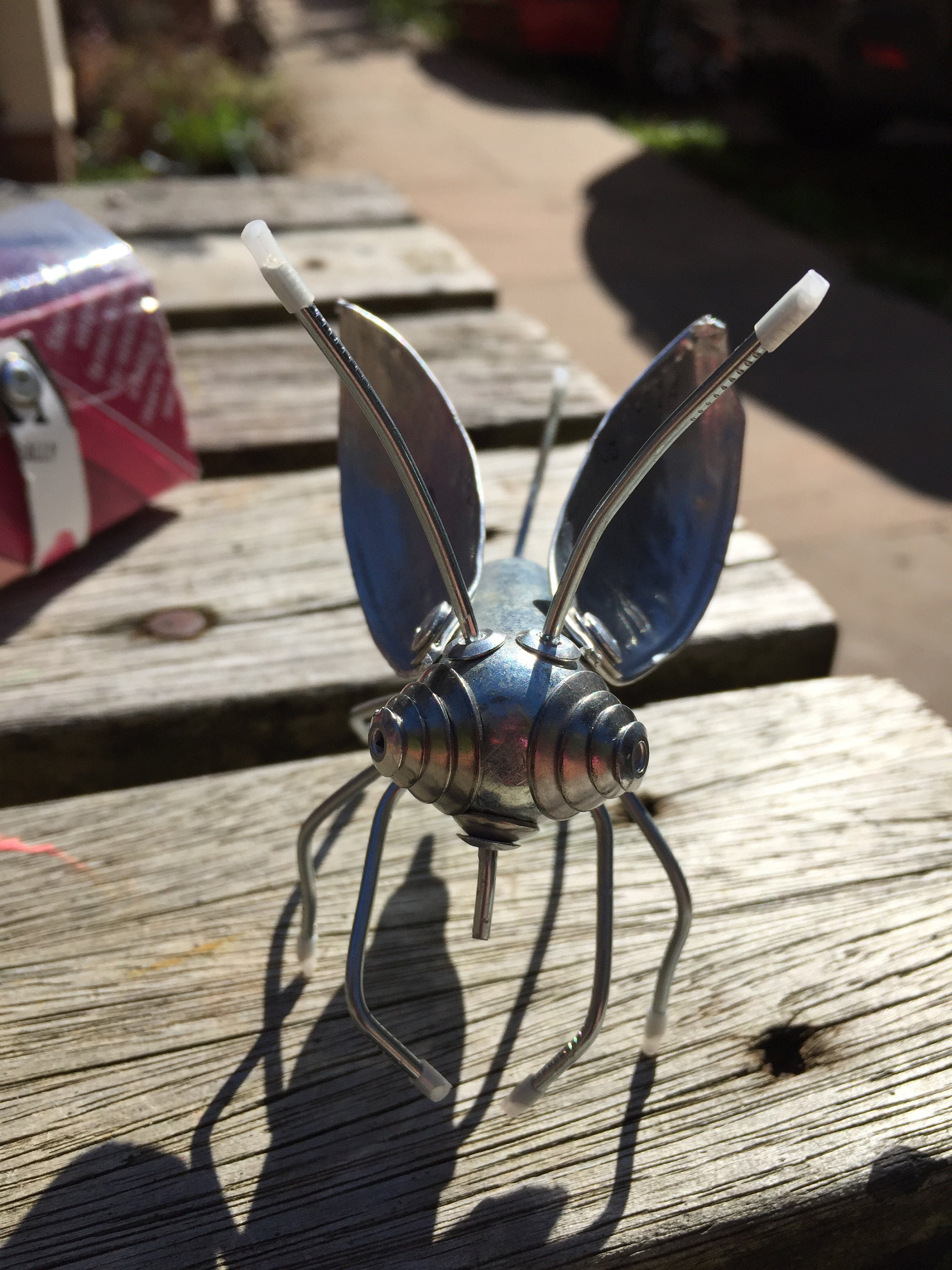 Bug in a Box, Tiny Metal Bug, Shiny Silver Colour, Recycled Scrap Metal ...