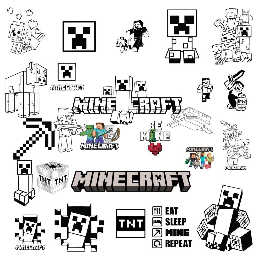 Minecraft 50 SVG DFX Digital Bundle, Silhouette Cameo, Cricut and Laser ...