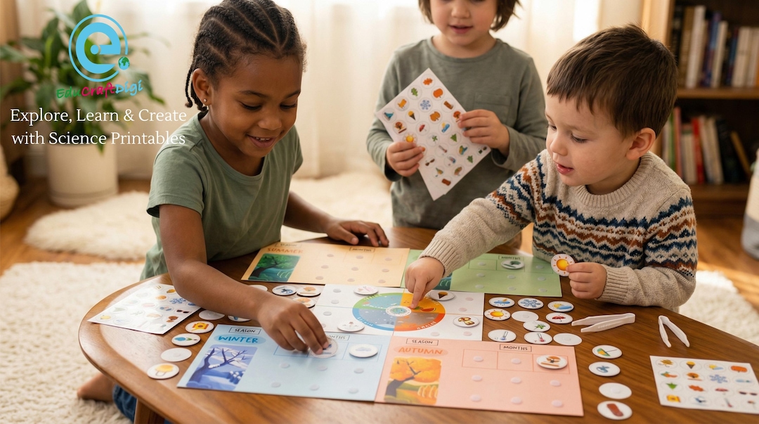Seasons and Weather Wheel Printable Cut Paste Activity STEM Montessori ...