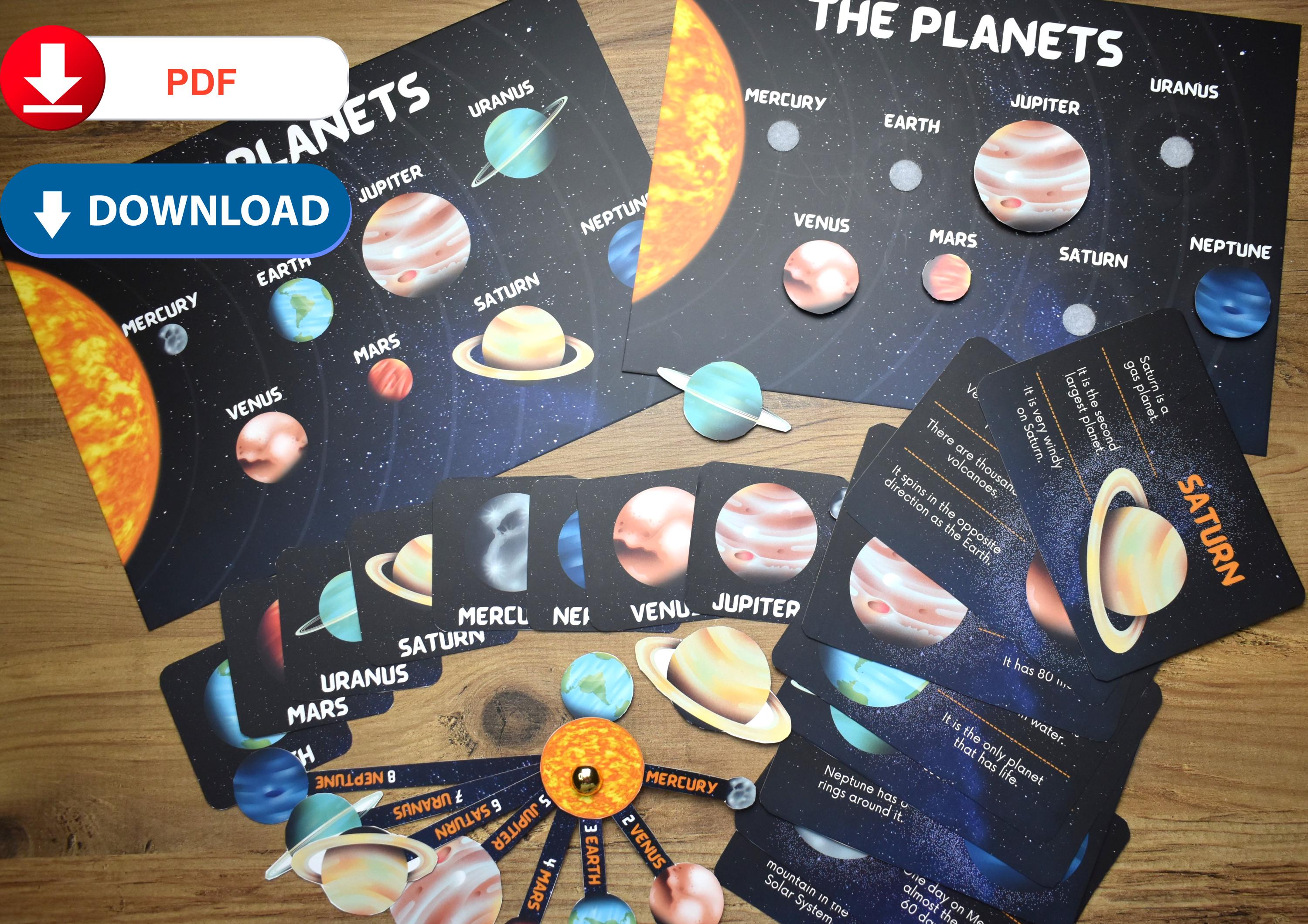 Solar System Planets and Bookmarks Montesorri Flash Card Homeschool ...