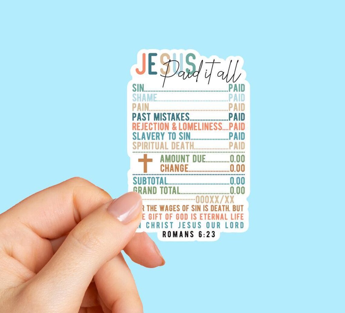 Jesus Paid It All Receipt Sticker | Bible Stickers | Christian Stickers ...