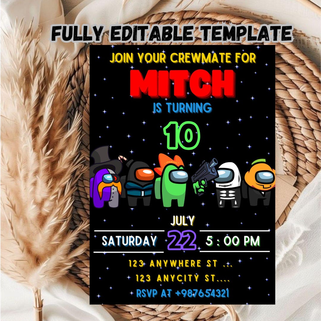 Editable Among Us Birthday Invitation Template for Kids / Kids Birthday ...