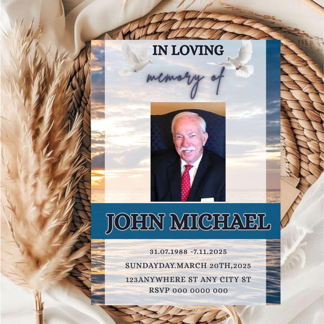 Editable Funeral Announcement Invitation Template / Funeral Program ...