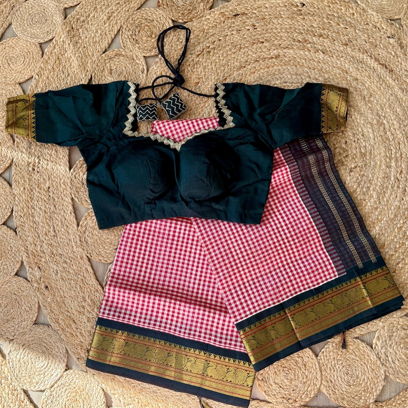 Cotton Checks Saree - Etsy