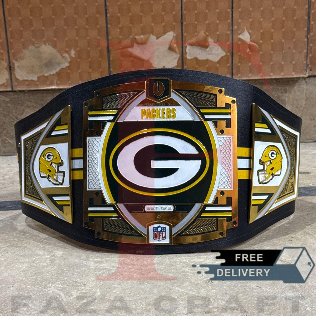 Green Bay Packers Championship Belt, 2mm Brass Plates, Double Layer ...
