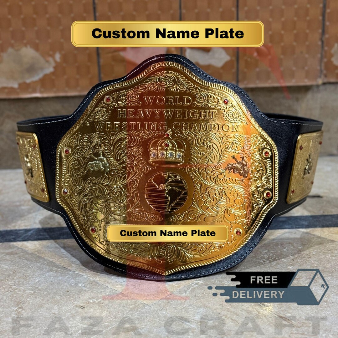 The Big Gold World Heavyweight Wrestling Championship Belt, Custom Name ...