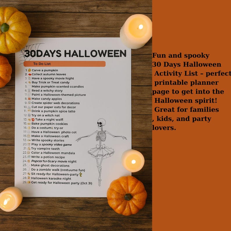 Printable Halloween Planner: Party Organizer, Activity Checklist (PDF ...