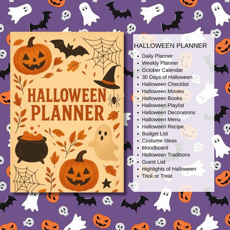 Printable Halloween Planner: Party Organizer, Activity Checklist (PDF ...