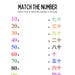 Beginner Japanese Number Matching for Kids 1-9, 10-90 Numeral to ...