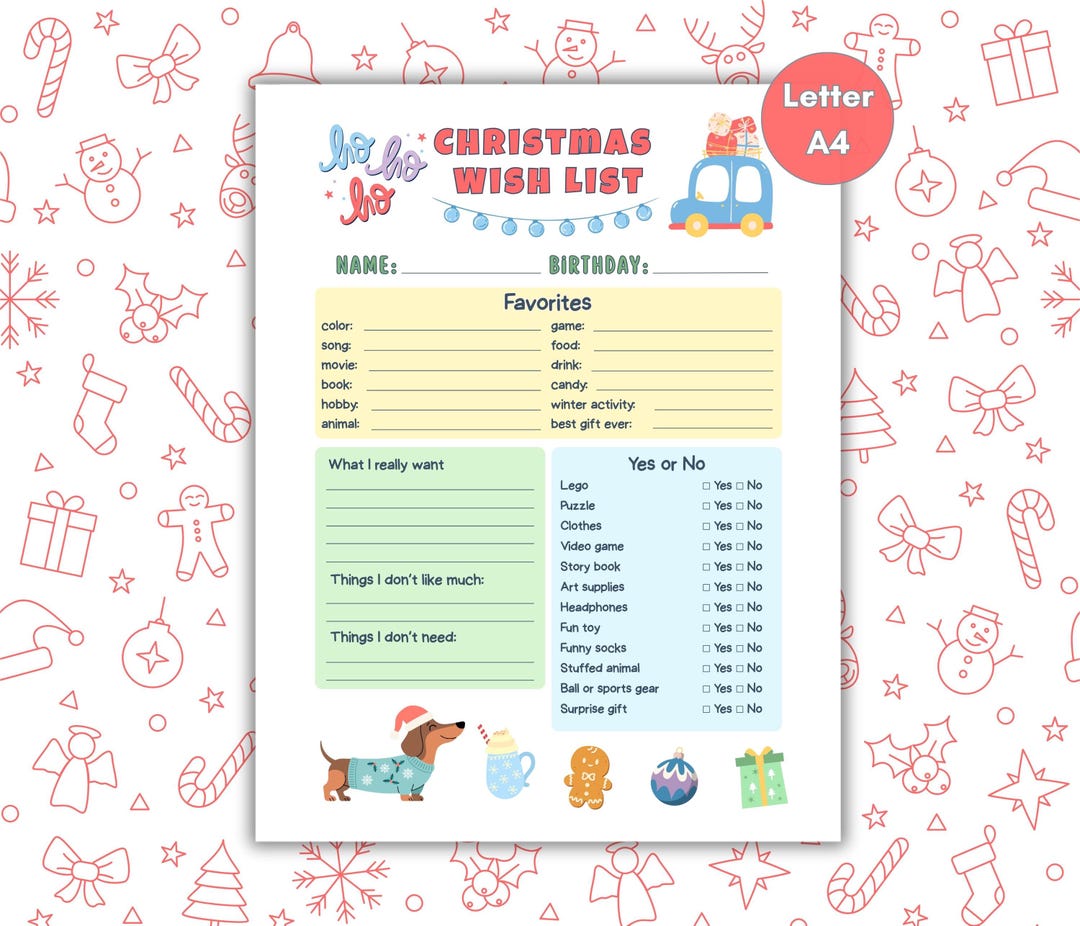 Christmas Wish List (PDF) Secret Santa Questions Printable Letter to ...