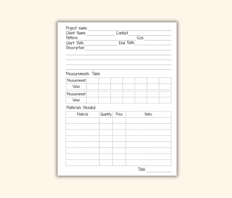 Sewing Project Worksheet | Printable Sewing Planner (PDF) - Etsy