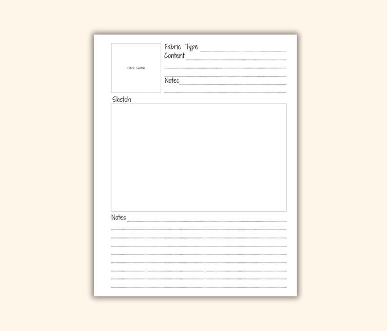 Sewing Worksheet PDF Printable | Sewing Planner | Sewing Project ...