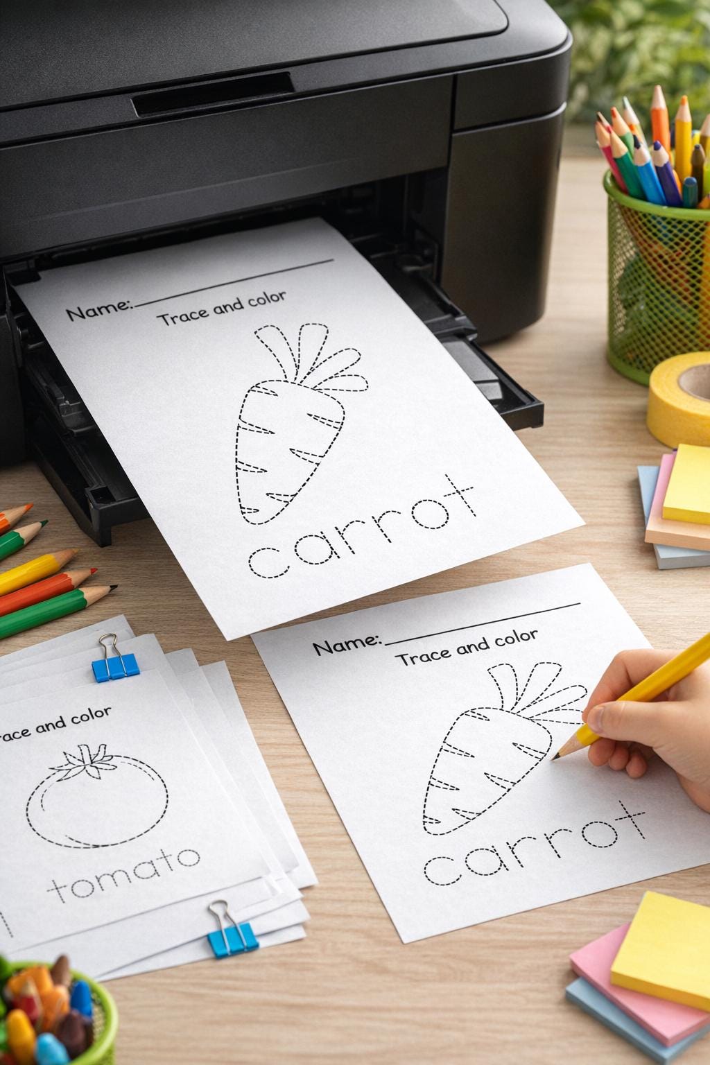 Vegetable Tracing Worksheets | Trace and Color Vegetables Printable ...
