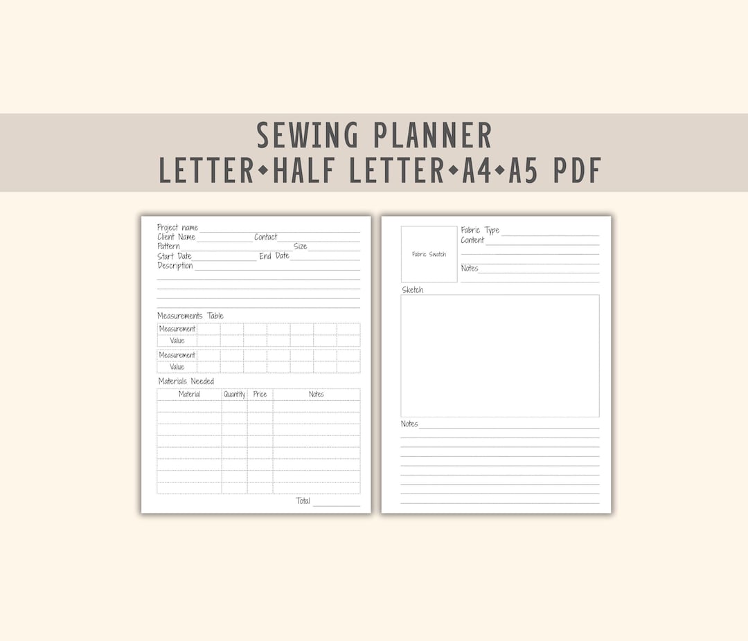 Sewing Project Worksheet | Printable Sewing Planner (PDF) - Etsy