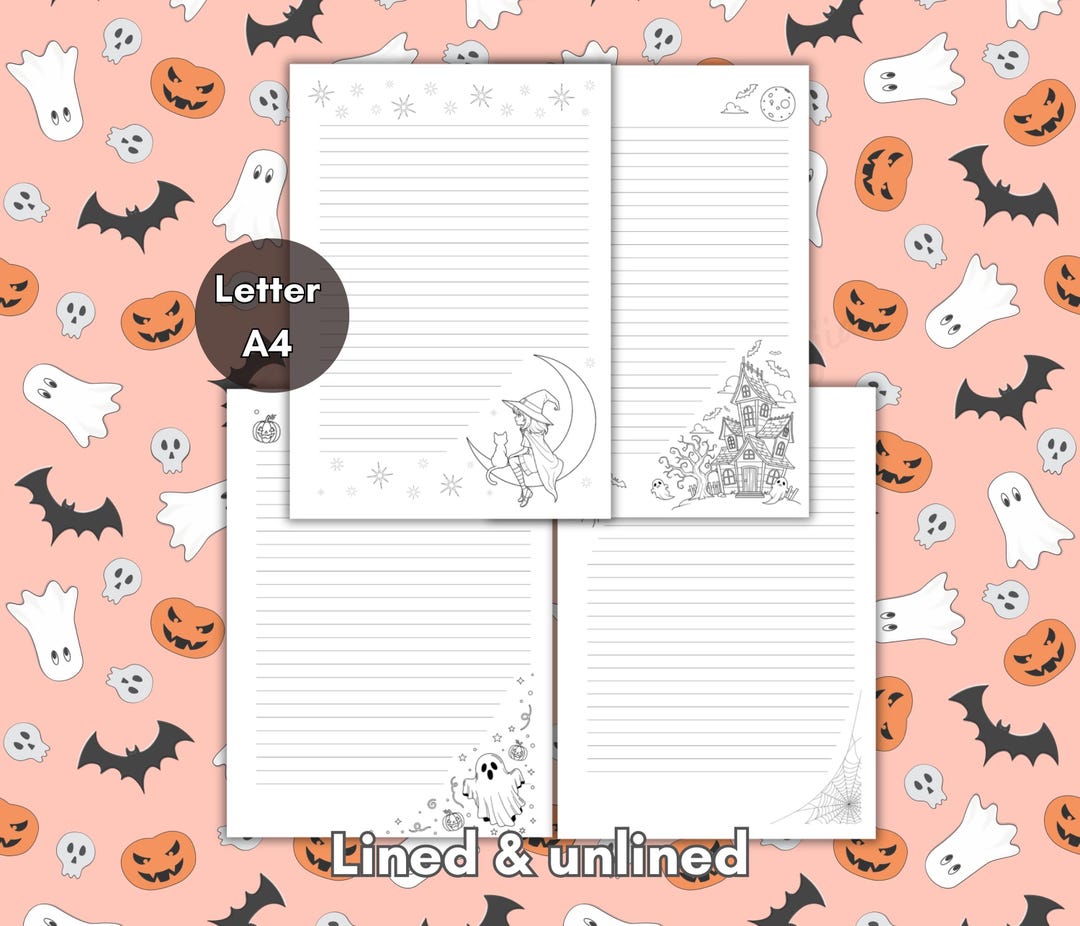 Halloween Stationery: Spooky Lined/unlined Writing Paper (digital ...