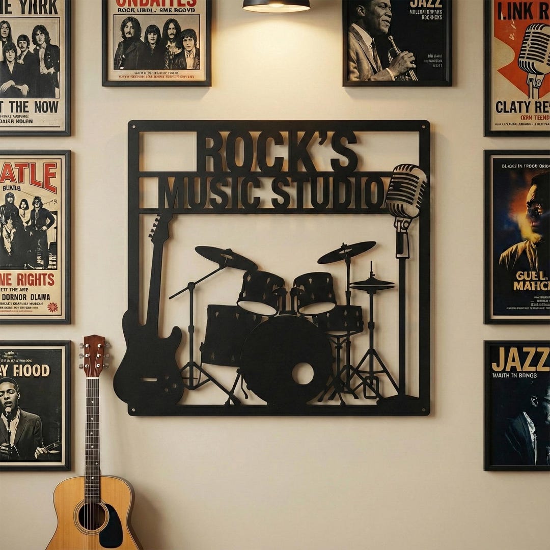Personalized Musical Instruments Metal Wall Art With Led Lights, Custom ...
