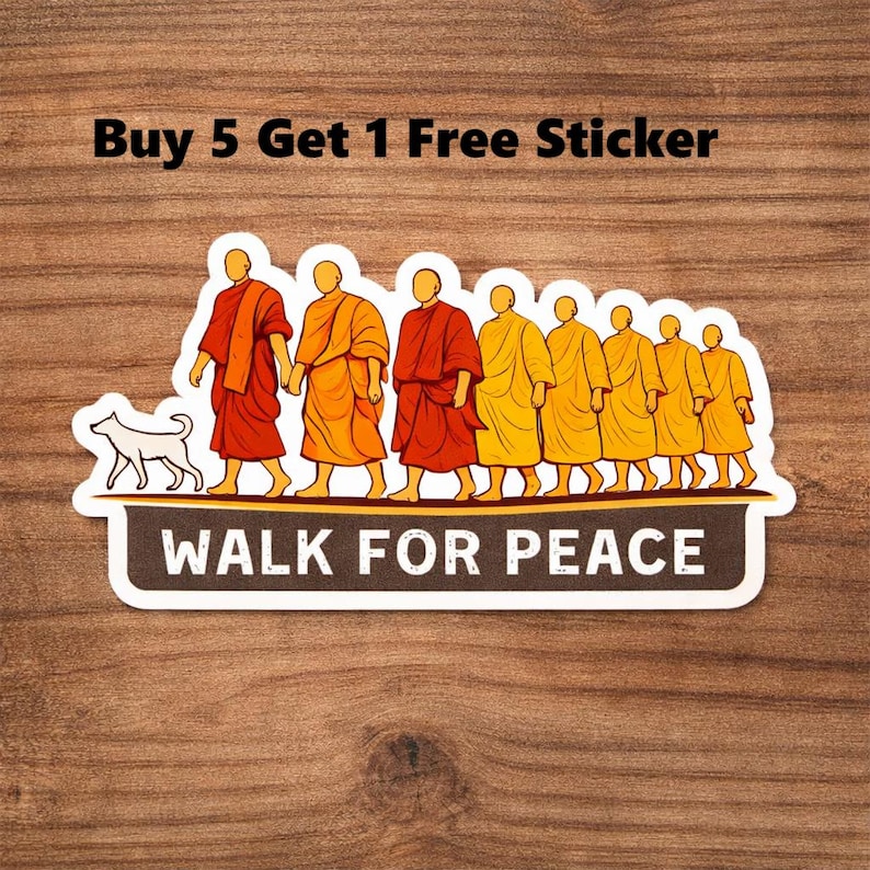 Walk for Peace Comfort Colors Sticker, Monks and Dog Car Magnet ...