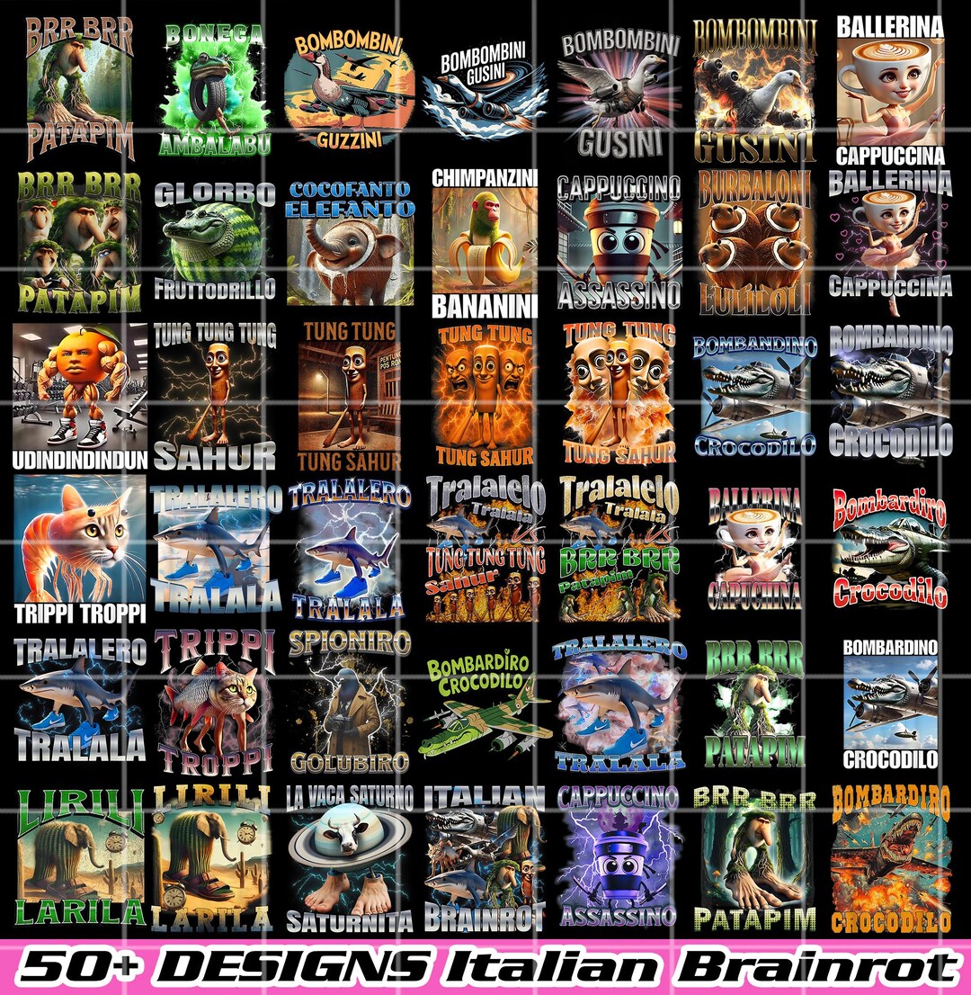 50+ Pacote Italiano Brainrot Homage Png, Design Italiano Brainrot Shirt ...