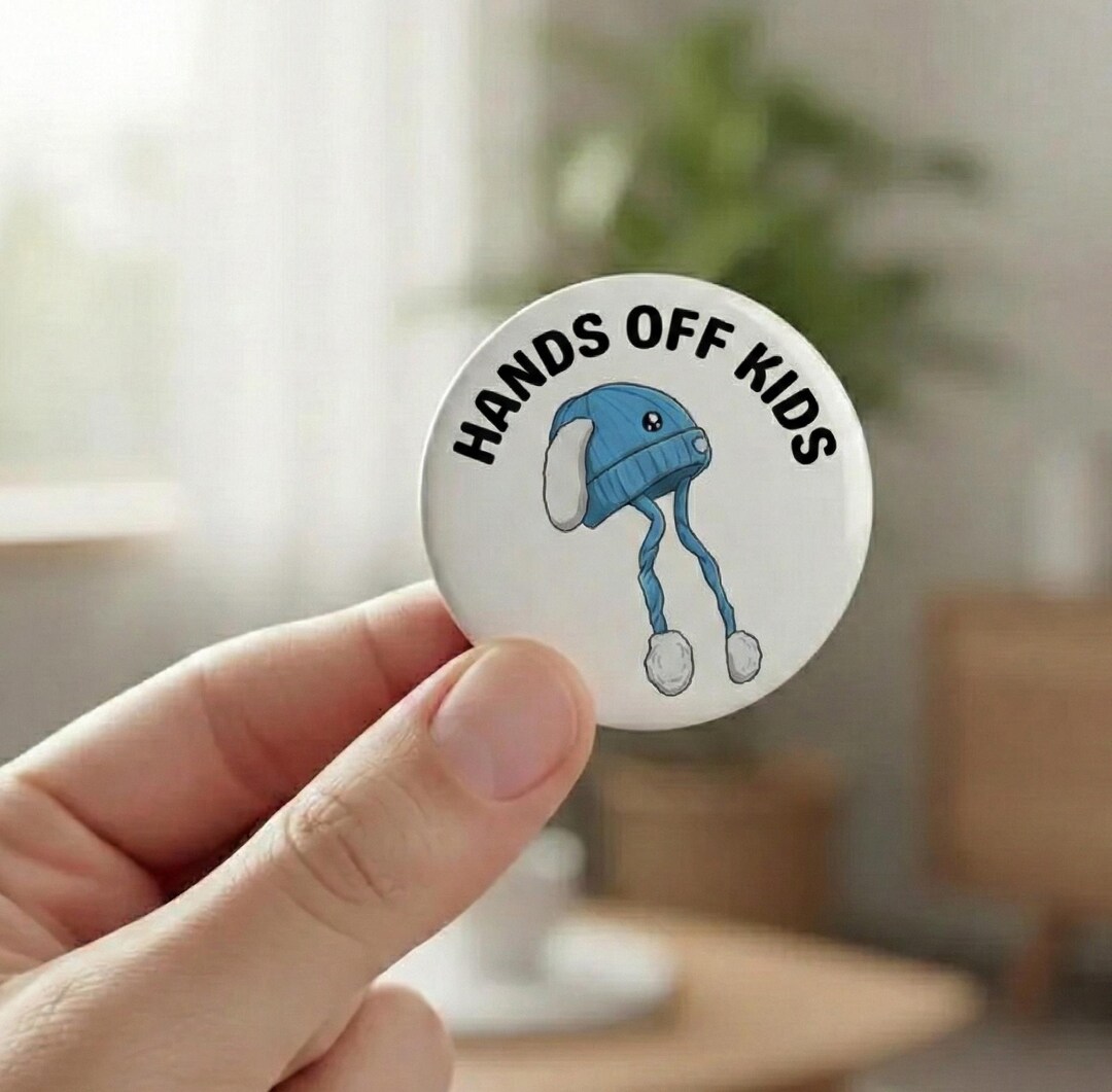 Hands off Kids Pin Button, Liam Pin Button, Hands off Protest Pin ...