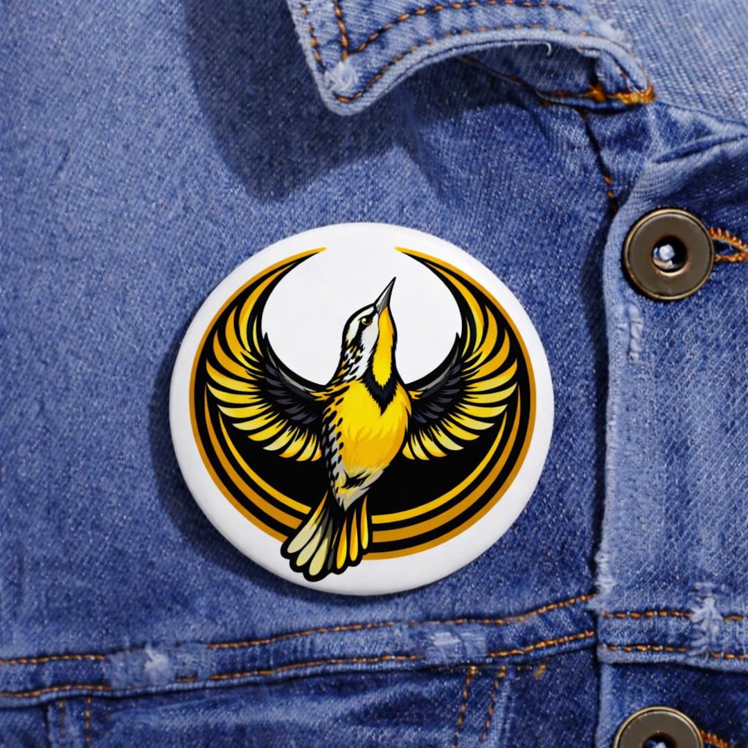 Western Meadowlark Resistance Pin Button Symbolic Vigilance Emblem | Mt ...