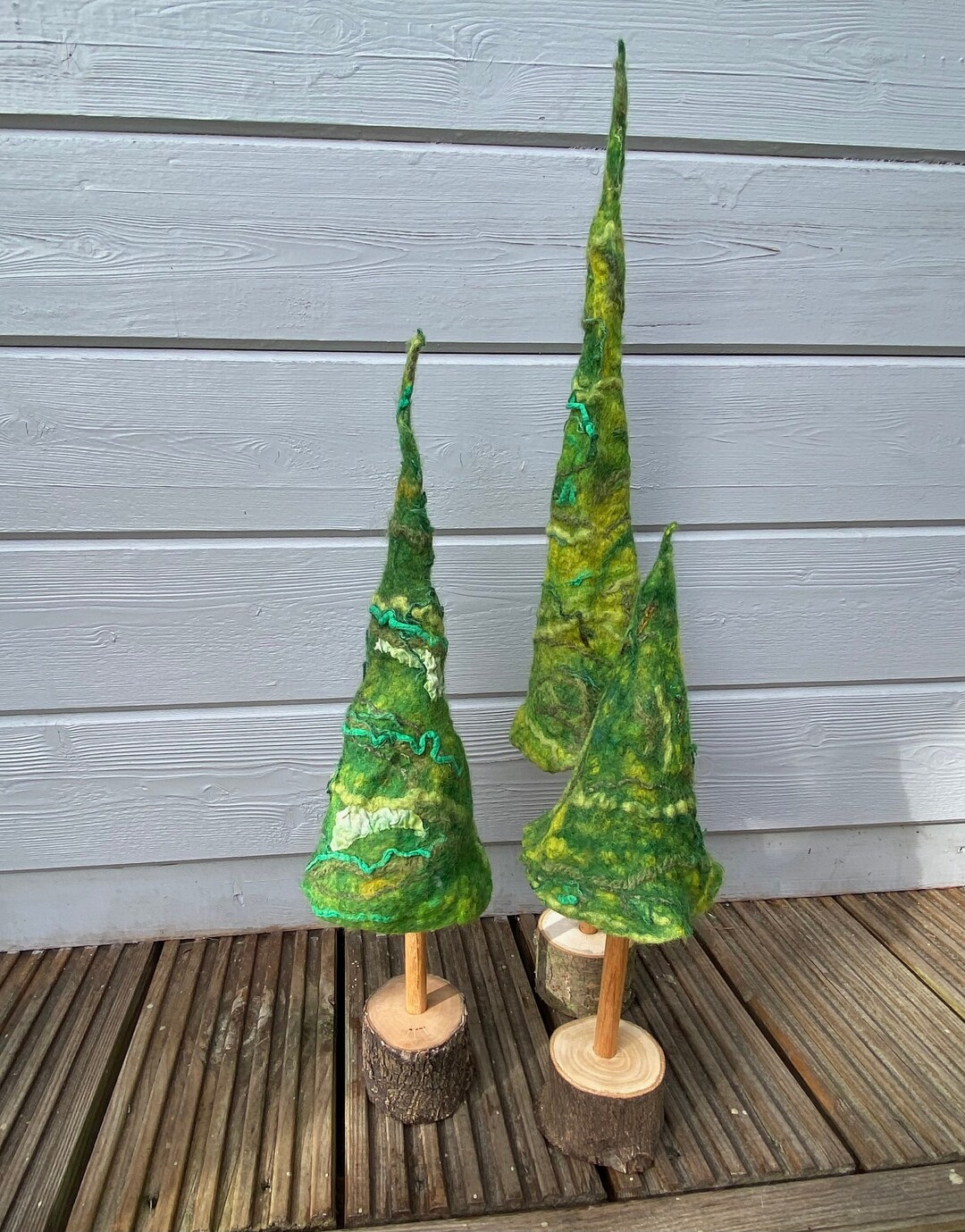 Single Hand Felted Christmas Trees Ornaments Xmas Tree Christmas ...