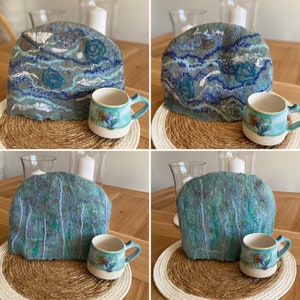 Large Felted Wool Tea Cosy, Duck Egg Blue Tea Cosy, Gift for Tea Lover ...