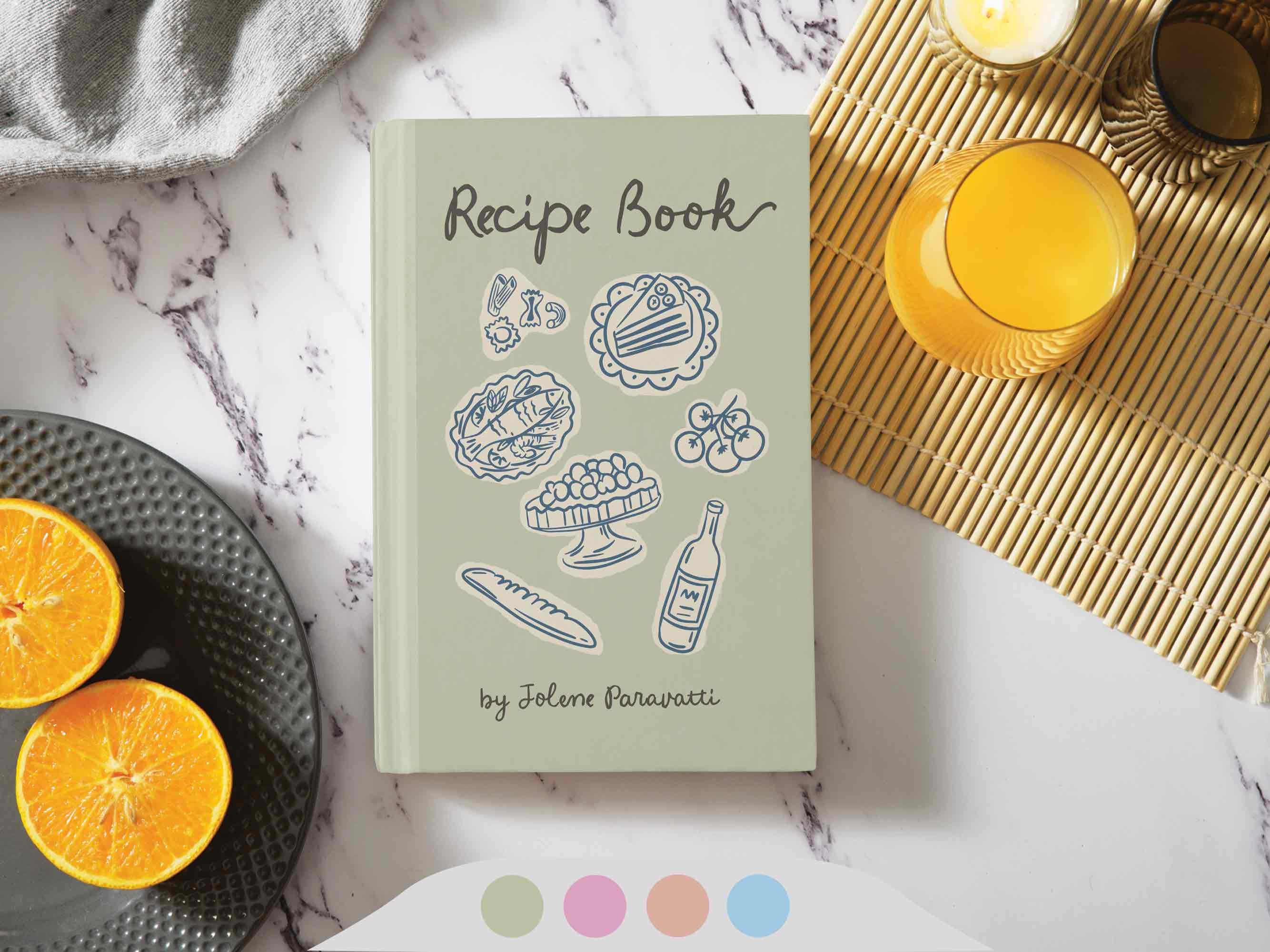 Whimsical Cookbook, Hand Drawn Personalized Custom Recipe Name Journal ...