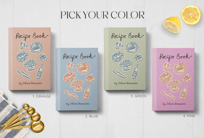 Whimsical Cookbook, Hand Drawn Personalized Custom Recipe Name Journal ...