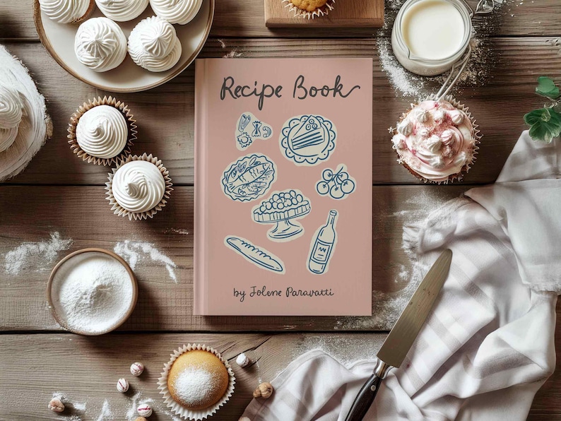Whimsical Cookbook, Hand Drawn Personalized Custom Recipe Name Journal ...