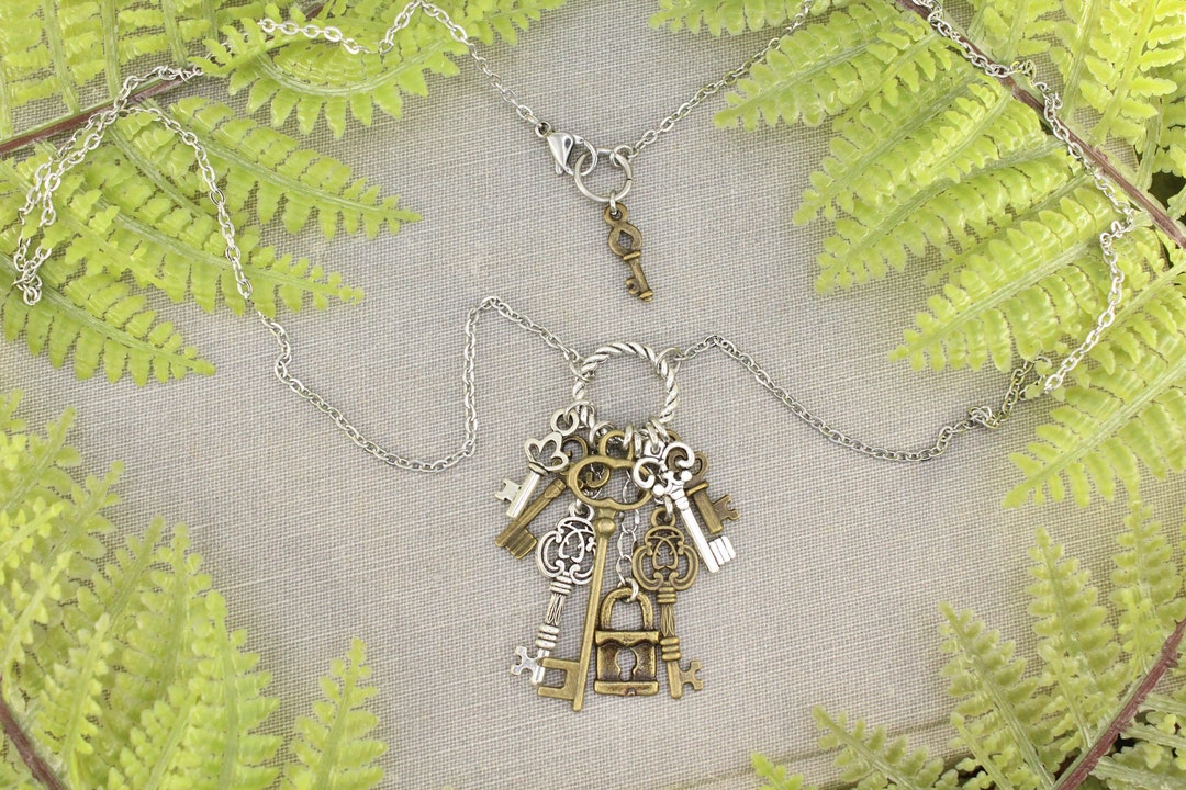 Vintage Key Lock Mystery Keys Long Charm Necklace - Etsy