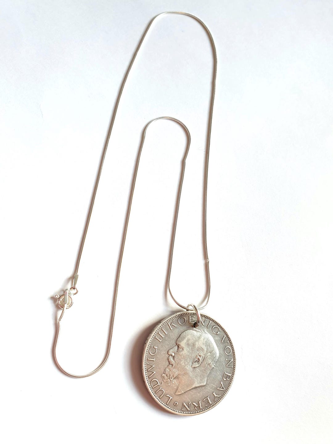 Vintage - Coin Necklace, German Pre-wwi 1914 Drei Mark, Ludwig III ...