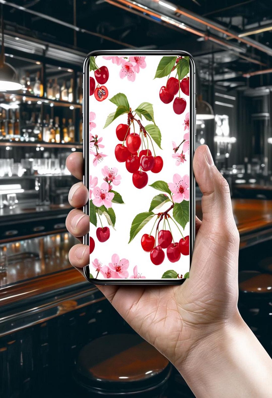 Cute Cherry Phone Wallpaper-cherries Background, Digital - Etsy