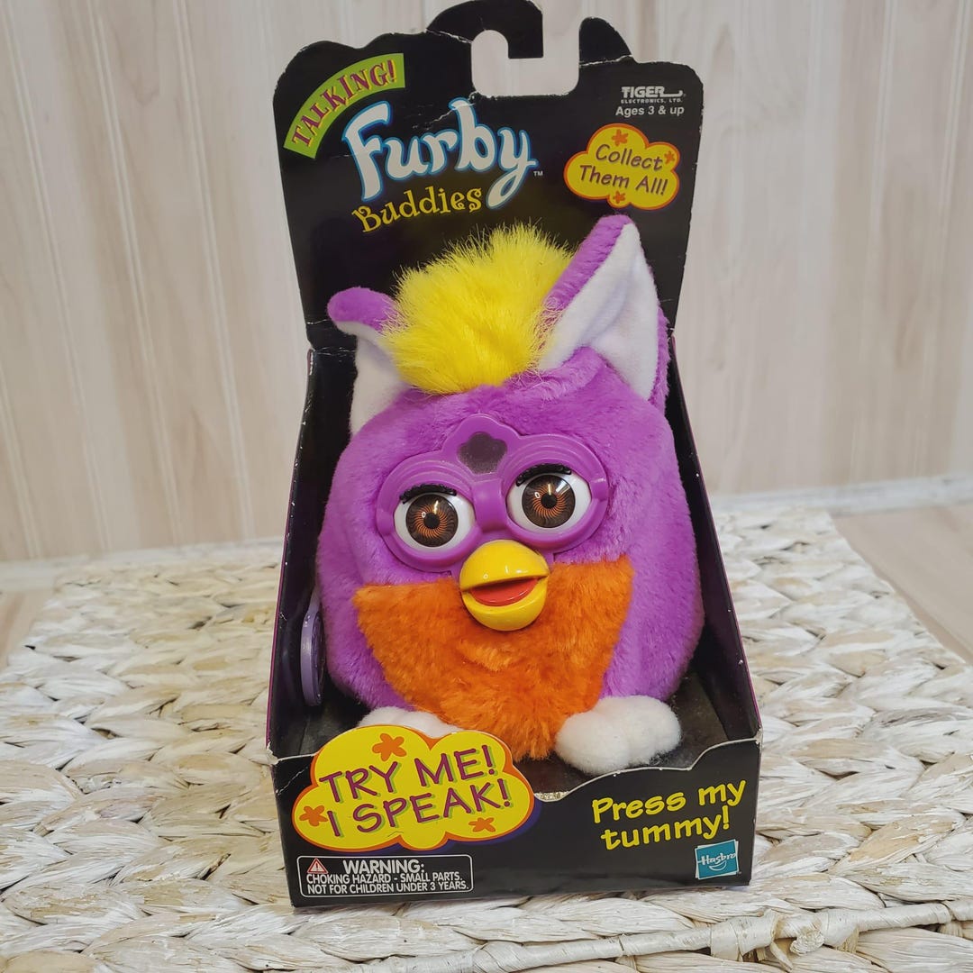 1999 Talking Furby Buddies Tiger Hasbro Pink Orange Purple Brand NIB ...
