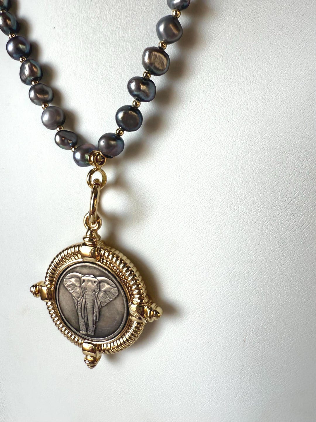 Elephant Pearl Pendant Necklace Gold | Natural Freshwater Pearls and ...
