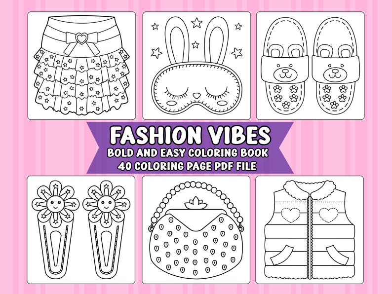 40 Pages Fashion Vibes Bold and Easy Coloring Book - Cozy Fashion ...