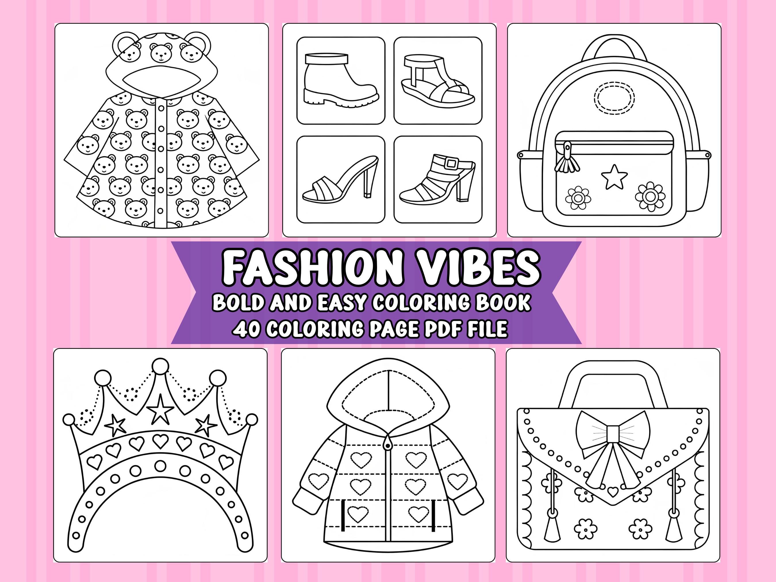 40 Pages Fashion Vibes Bold and Easy Coloring Book - Cozy Fashion ...