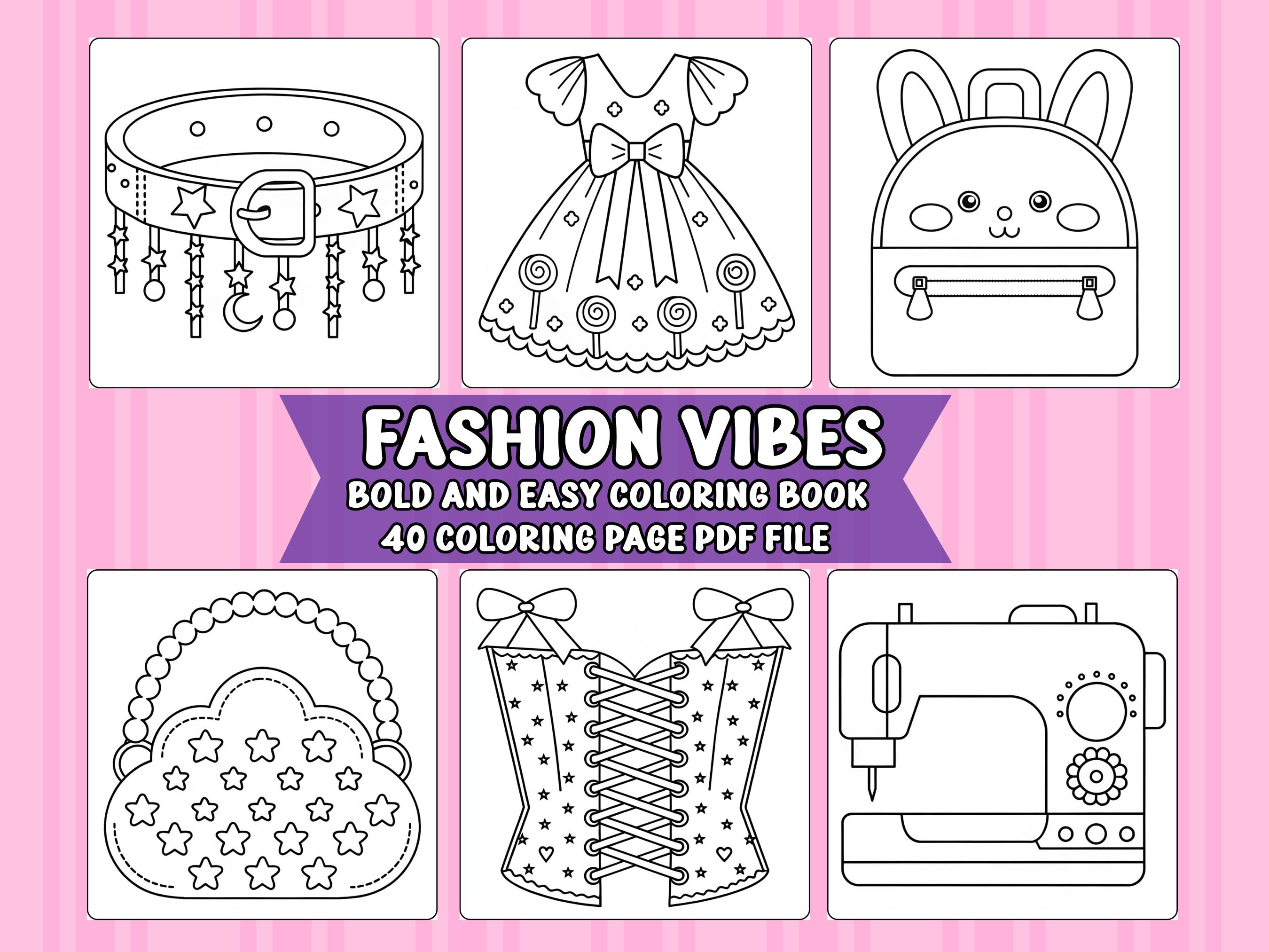 40 Pages Fashion Vibes Bold and Easy Coloring Book - Cozy Fashion ...
