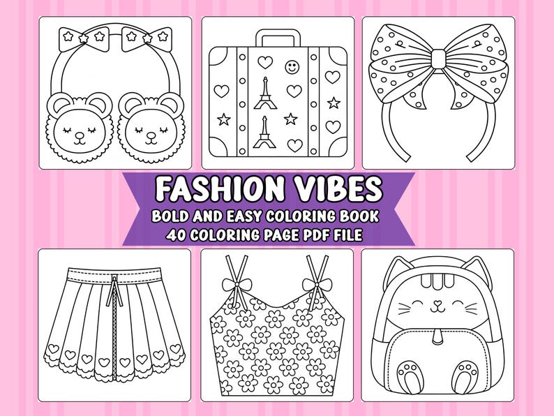 40 Pages Fashion Vibes Bold and Easy Coloring Book - Cozy Fashion ...