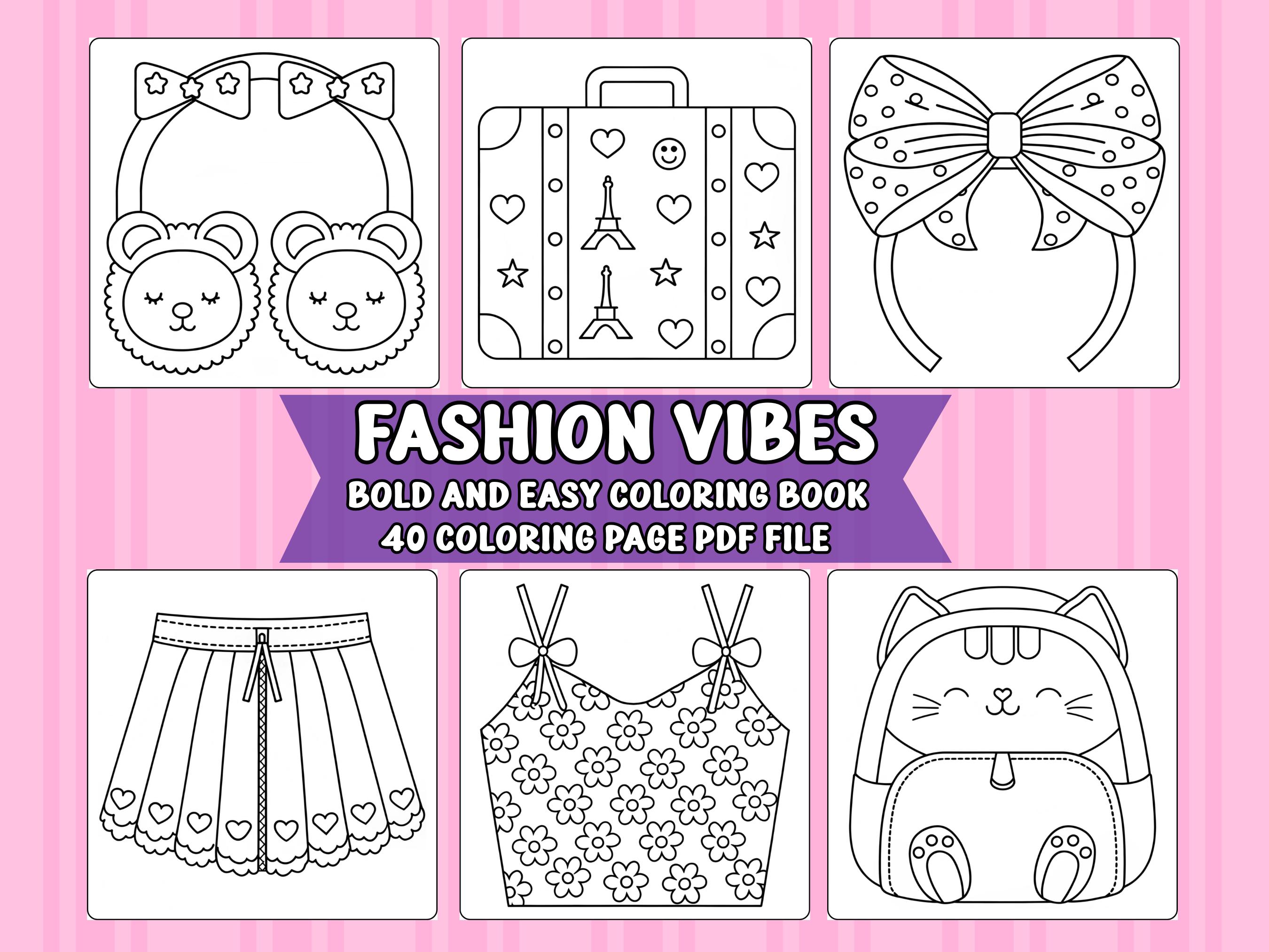 40 Pages Fashion Vibes Bold and Easy Coloring Book - Cozy Fashion ...