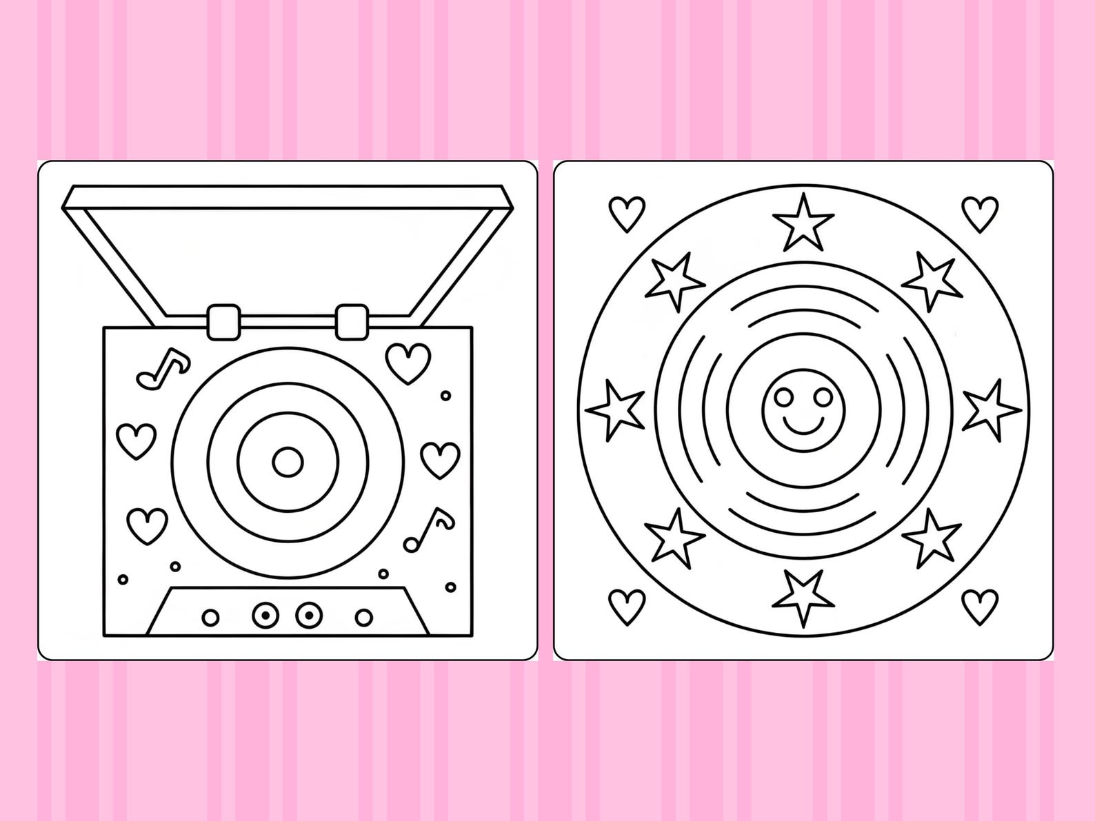 10 Pages (1/4) Cute & Groovy Bold and Easy Coloring Book: 10 Pages for ...