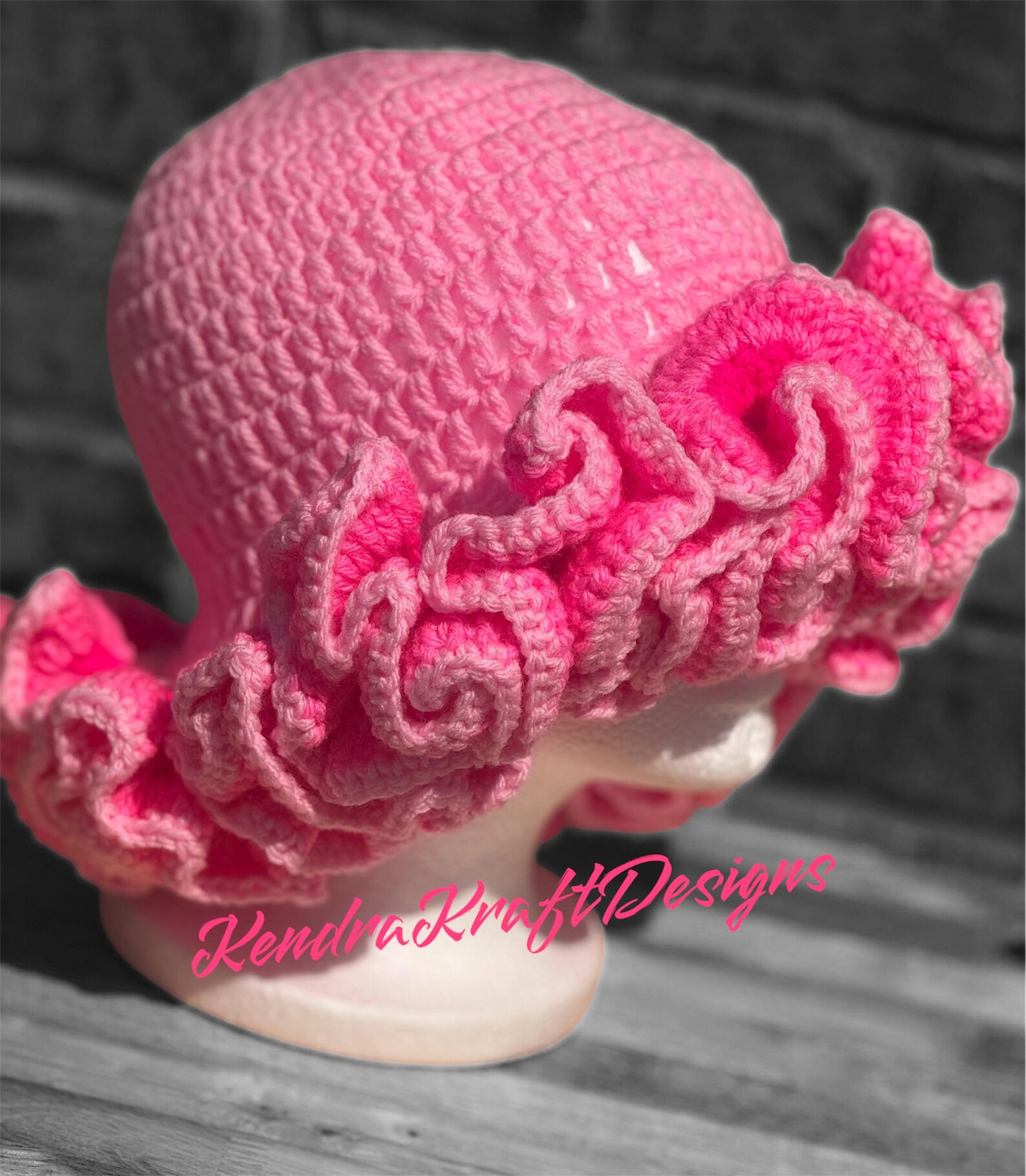 Crochet Ruffle Hat- Pink Passion - Etsy