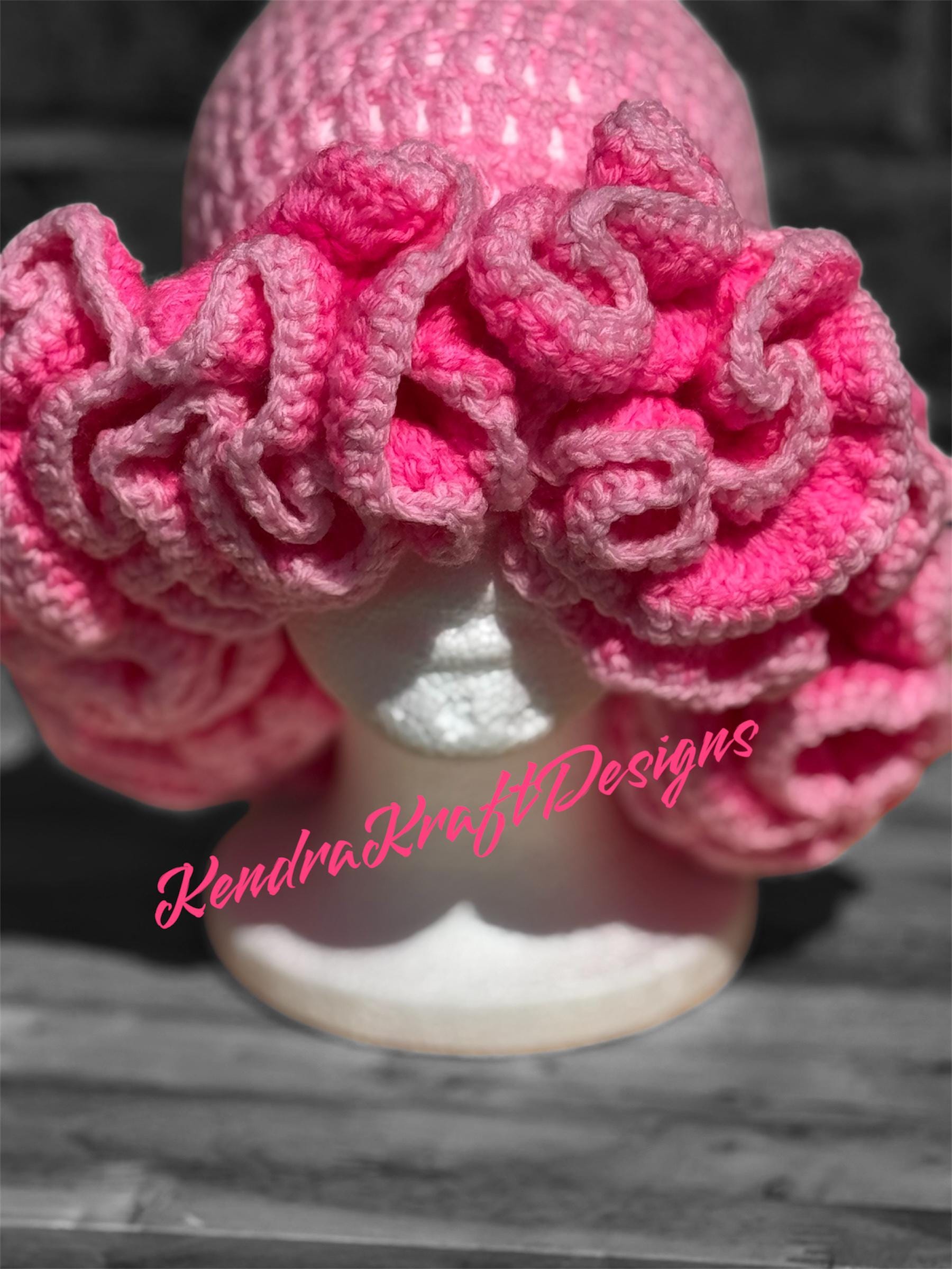 Crochet Ruffle Hat- Pink Passion - Etsy