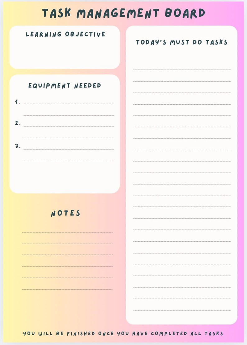 Task Management Board Template (pink) - Etsy