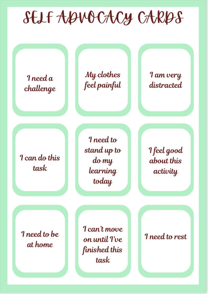 Self Advocacy Cards - Etsy