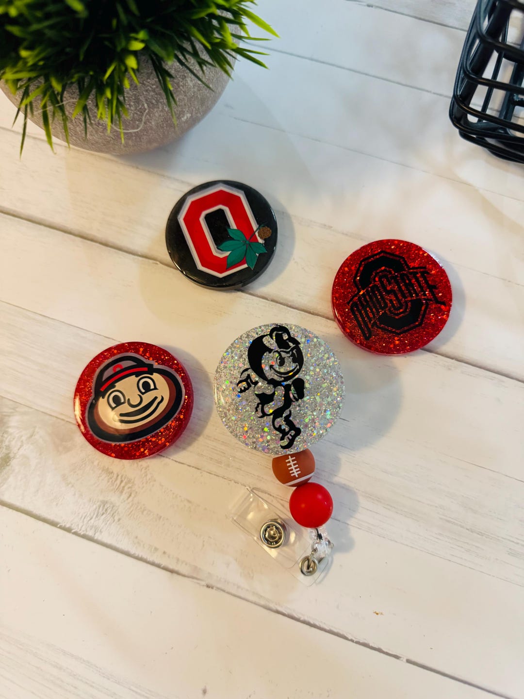 Ohio State Pride Interchangeable Badge Reel Set – Glitter Resin Buckeye ...