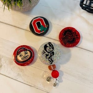 Ohio State Pride Interchangeable Badge Reel Set – Glitter Resin Buckeye ...