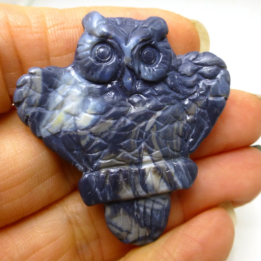 43.845 Carats Owl Opal Carving Solid Lightning Ridge Black Opal Jelly ...