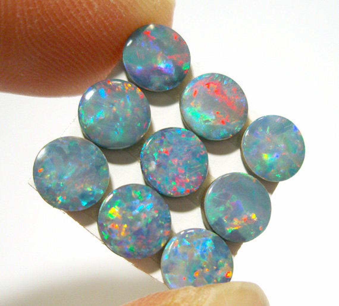 Opal Cabochon 4mm Round Doublet Confetti Australian ONE STONE - Etsy