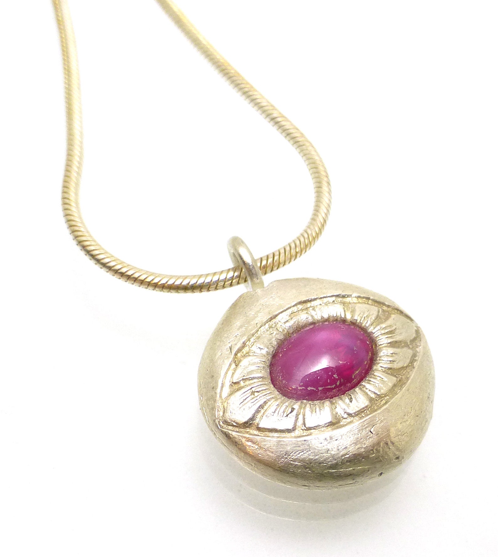 Pink Linde Star Sapphire Fine Silver Necklace All Seeing Evil Eye ...